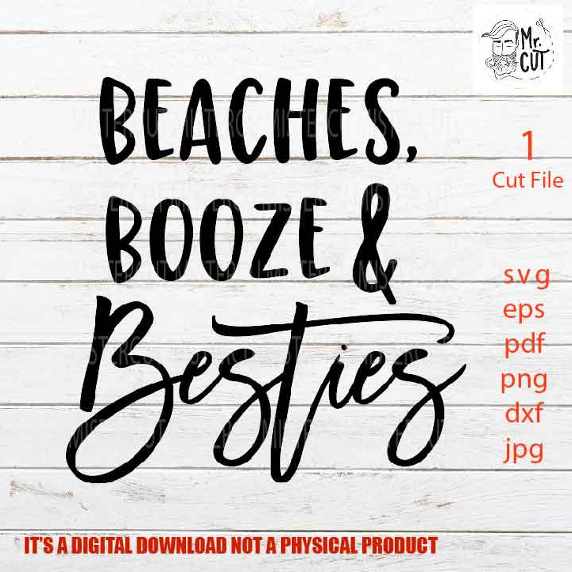 Beaches Booze and Bestie SVG DXF Eps Jpg Mirrored Cut | Etsy