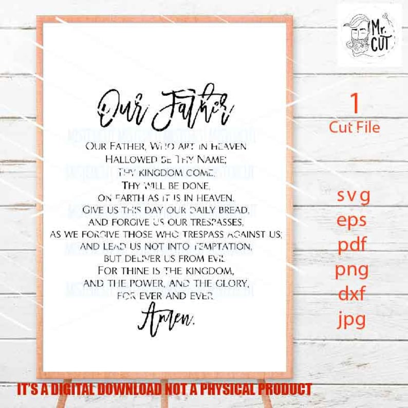 Our Father (the Lord's Prayer) Holy Bible Svg, Christian Svg, Dxf, Eps ...