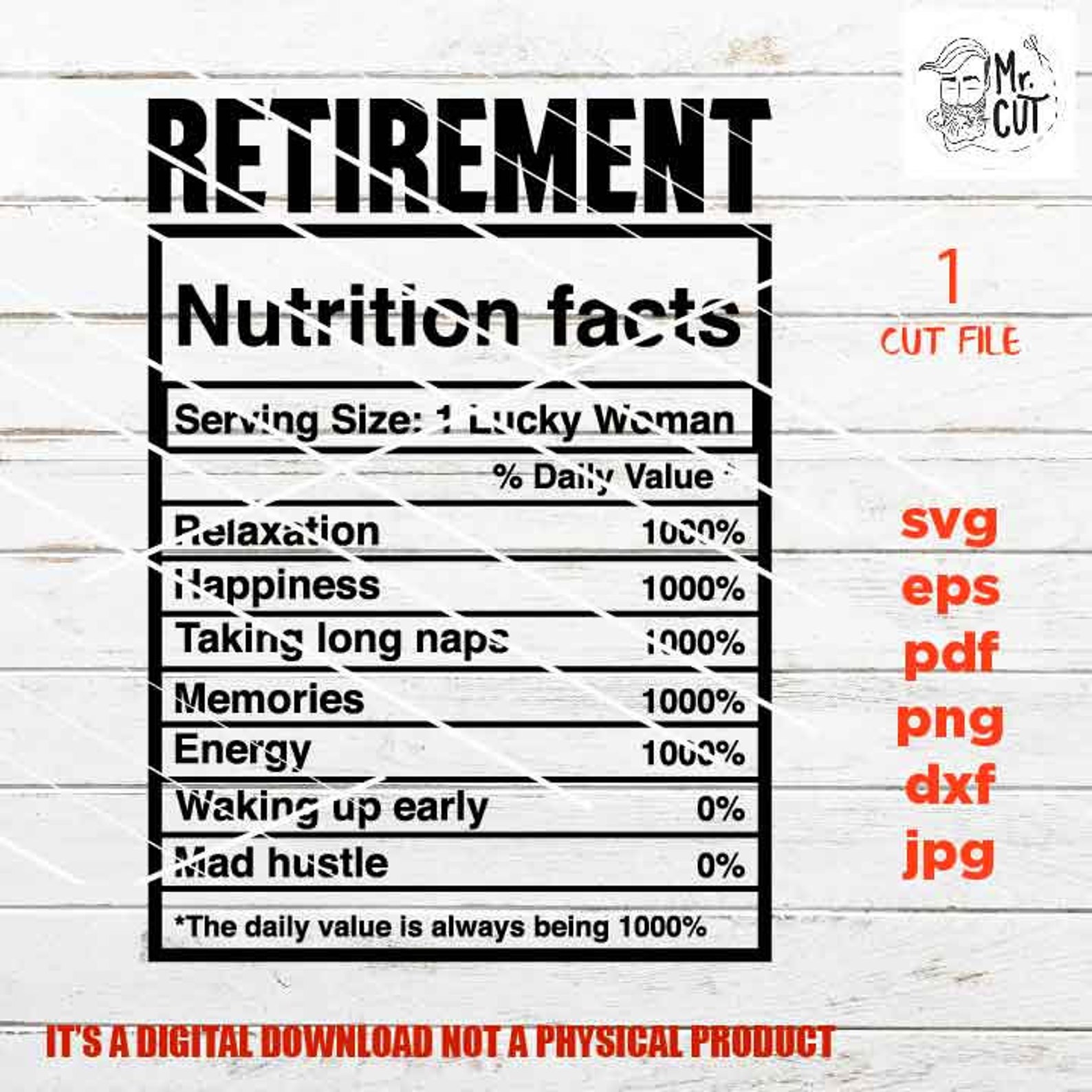 Retirement Facts SVG Dxf Png High Resolution Pdf Jpg | Etsy