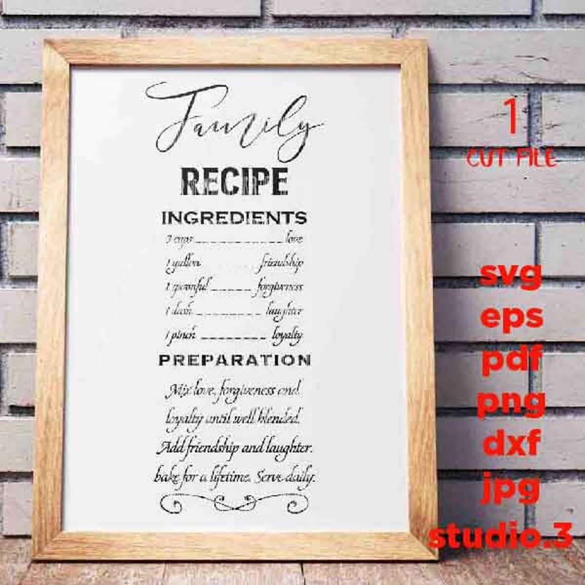 Family Recipe SVG Dxf Jpg Mirrored Cut File Png Family - Etsy