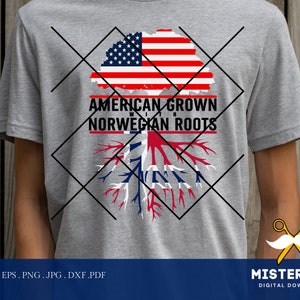 American Grown Norwegian Roots SVG, DXF, Pdf, Eps, Png, America Flag ...
