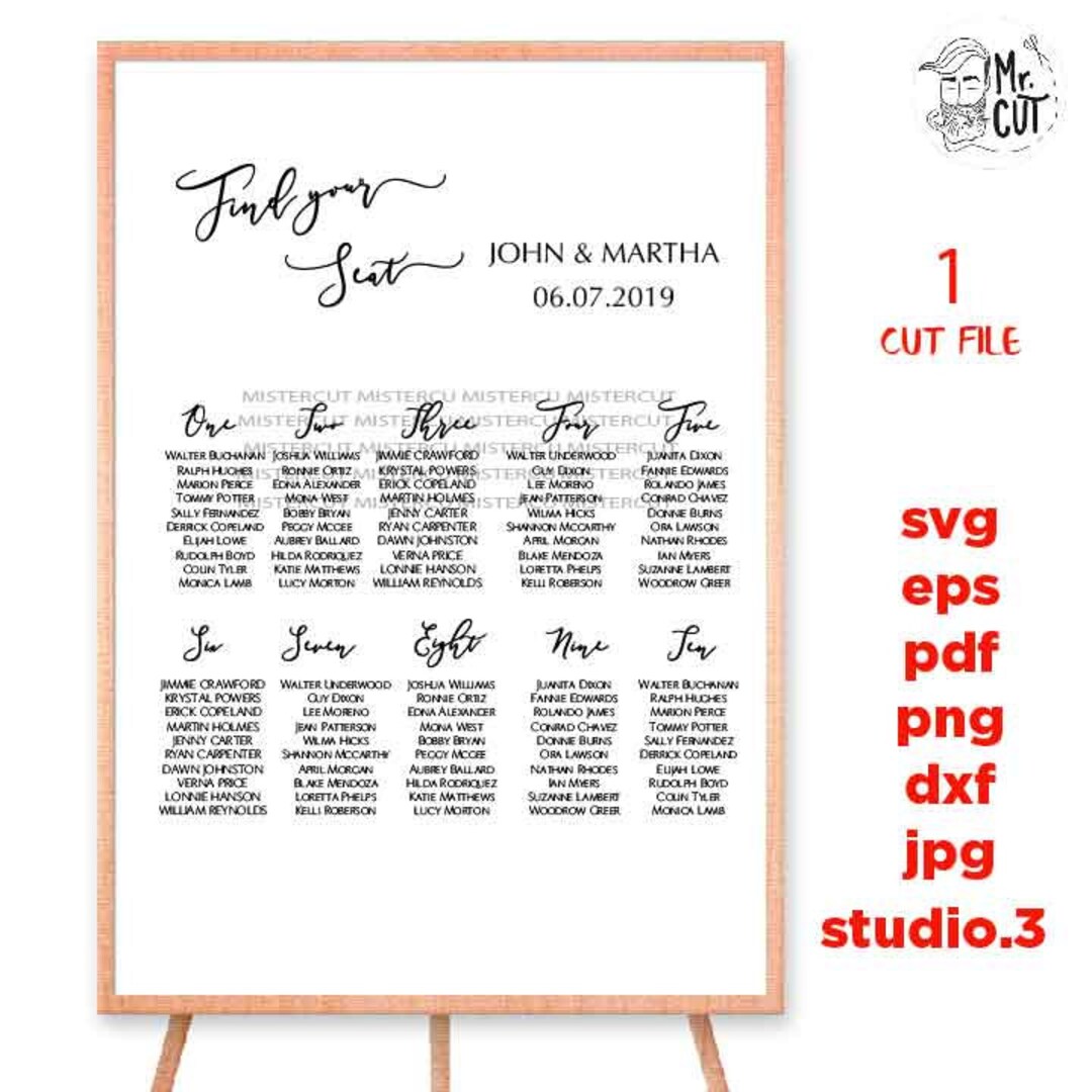 Find Your Seat Svg Dxf Pdf Wedding Svg Wedding Sign Svg - Etsy