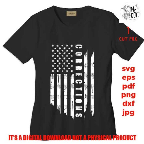 Usa Flag Svg Correctional Officer Flag Thin Silver Line Etsy