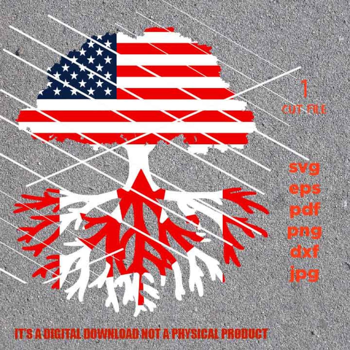 American Grown Canadian Roots SVG DXF America Flag Canada - Etsy