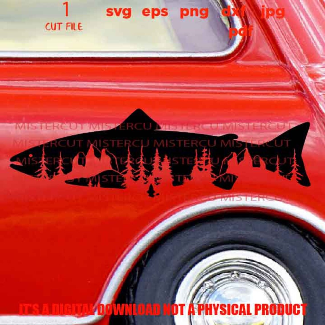 Mountain Salmon SVG PNG High Resolution Dxf Fisher Gift | Etsy