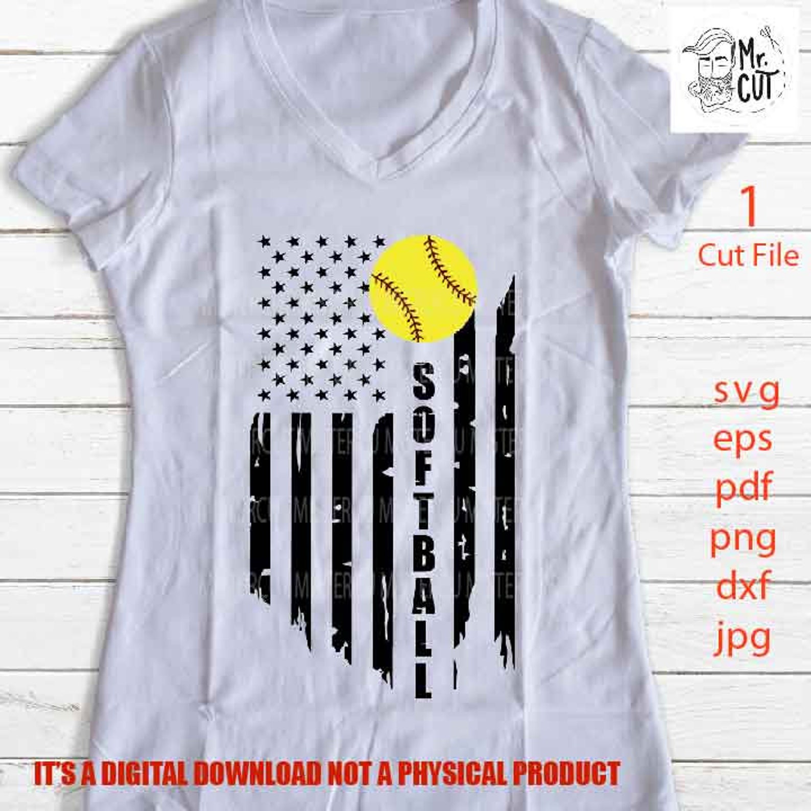 Softball Usa Flag SVG PNG Dxf Jpg Paper Transfer Oilfield | Etsy