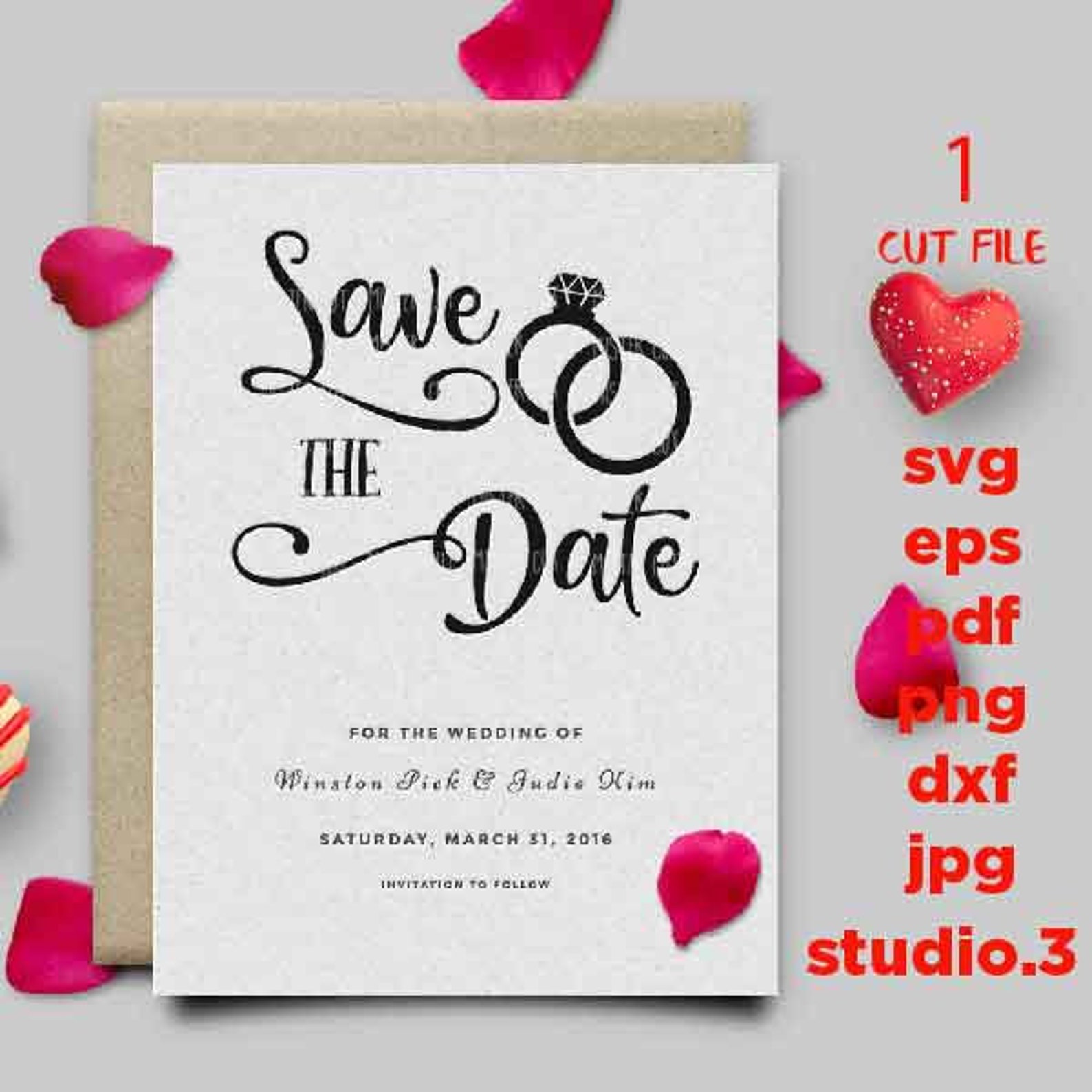 Save the Date SVG File Wedding Engagement Cut File Dxf - Etsy