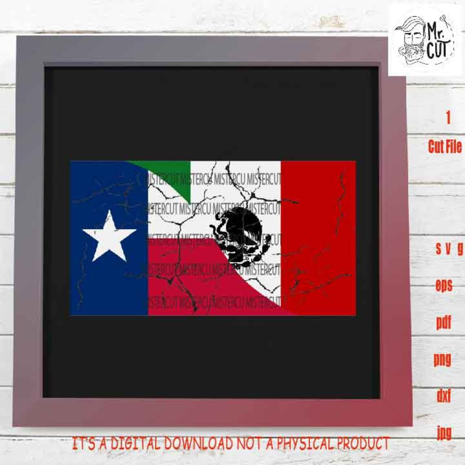Texas and Mexico Distressed Flag Svg Dxf Png Pdf - Etsy