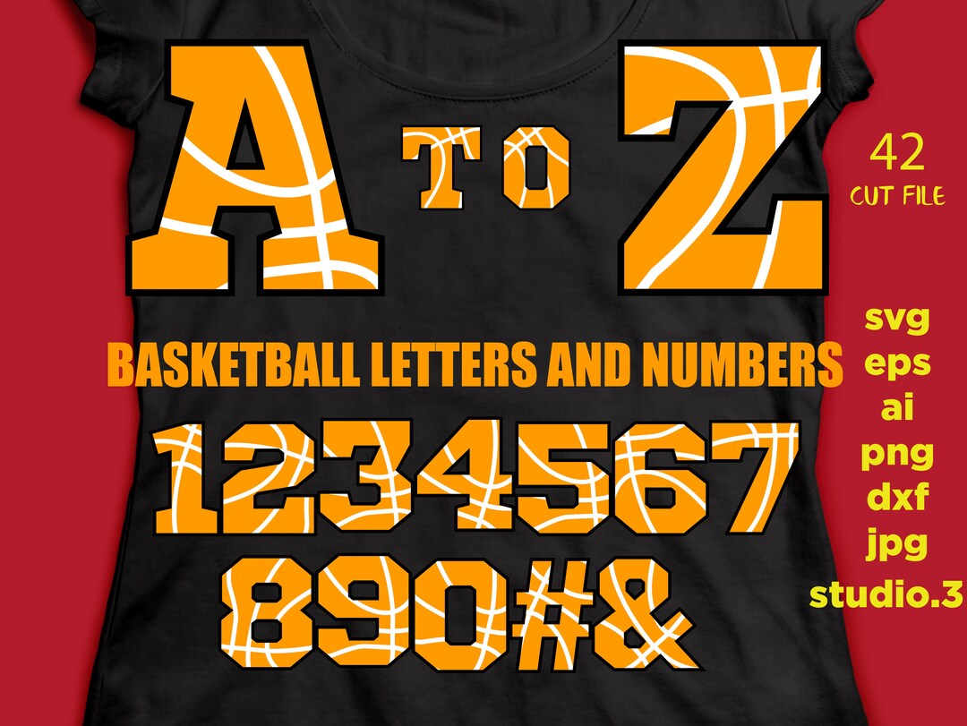 Basketball Alphabet & Numbers, Basketball Numbers With Stitches Cut ...