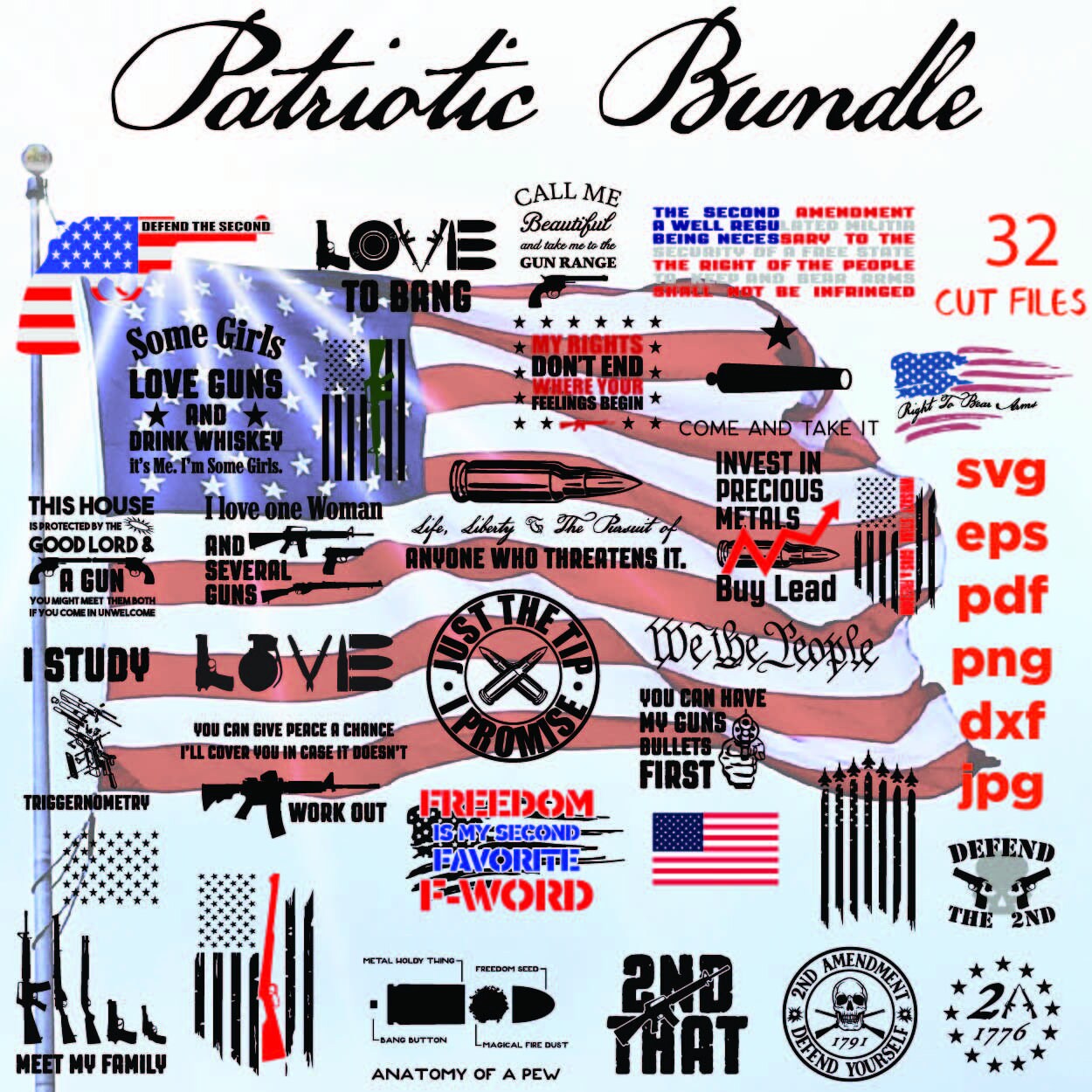 Patriotic Bundle 32 Cut Files Png High Resolution Jpg Pdf - Etsy