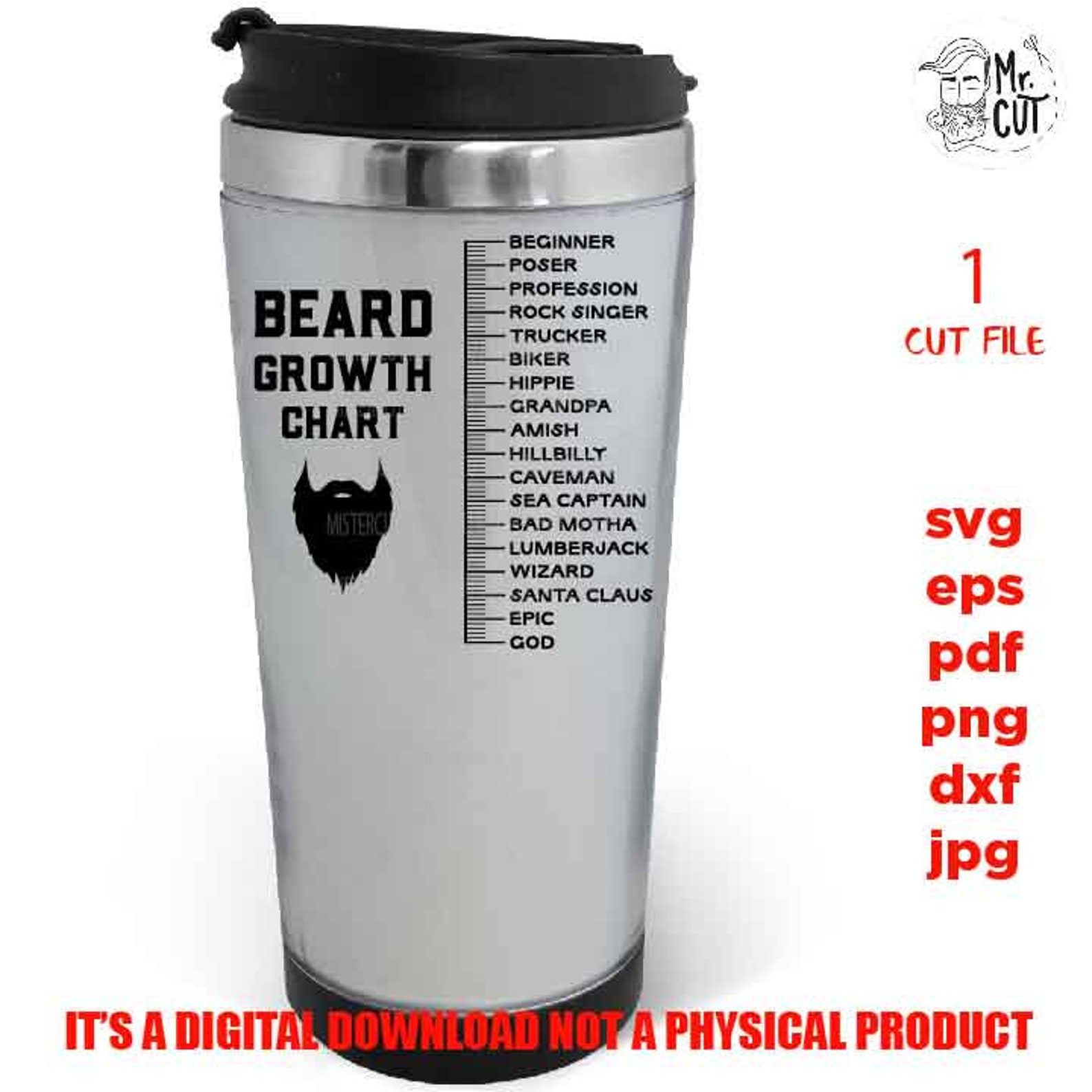 Beard Growth Chart Cut File, Ruler Beard, Funny Shirt Svg, Measuring Length Scale for Beardiful ...