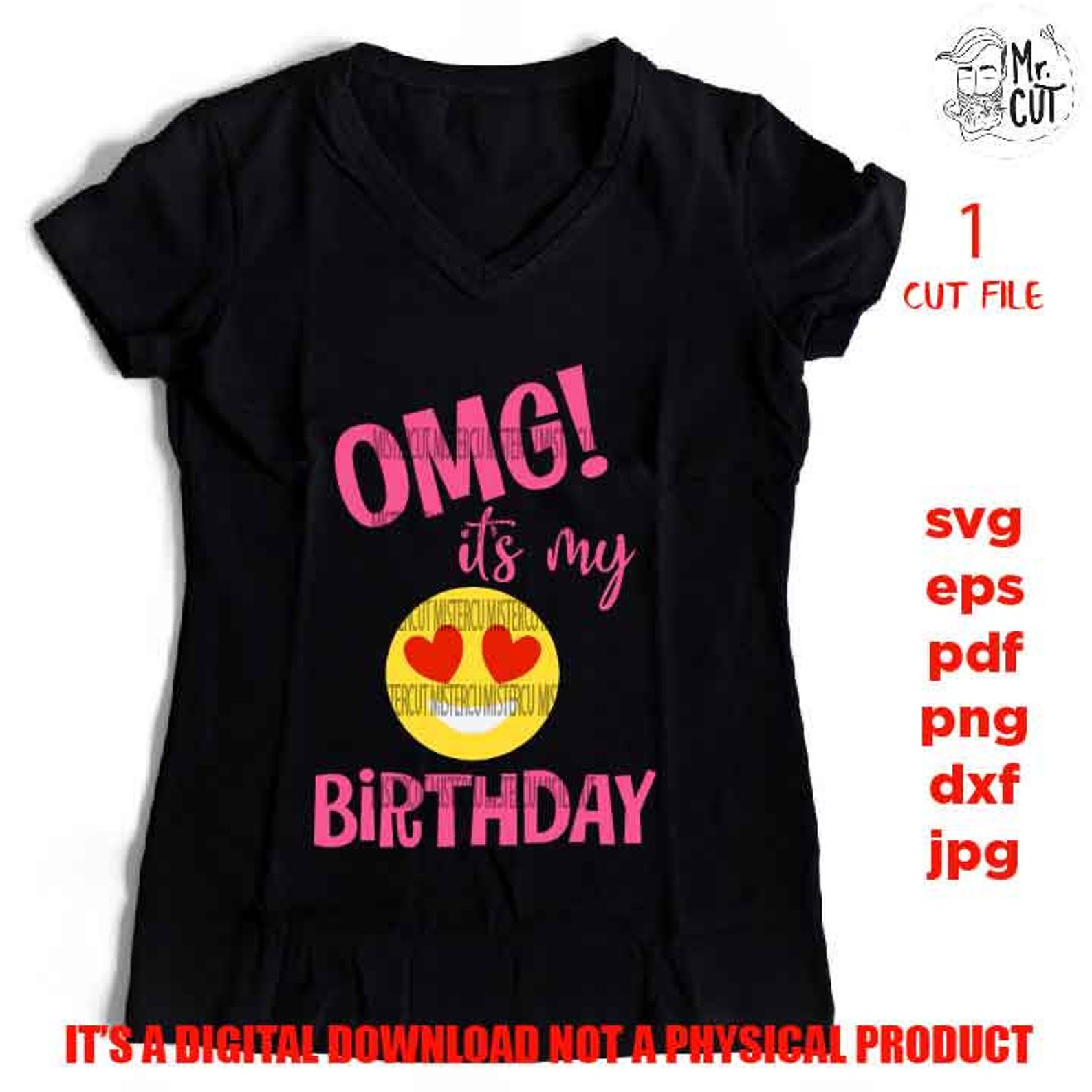 OMG It's My Birthday Svg Funny Emoji Love Smiling Face - Etsy