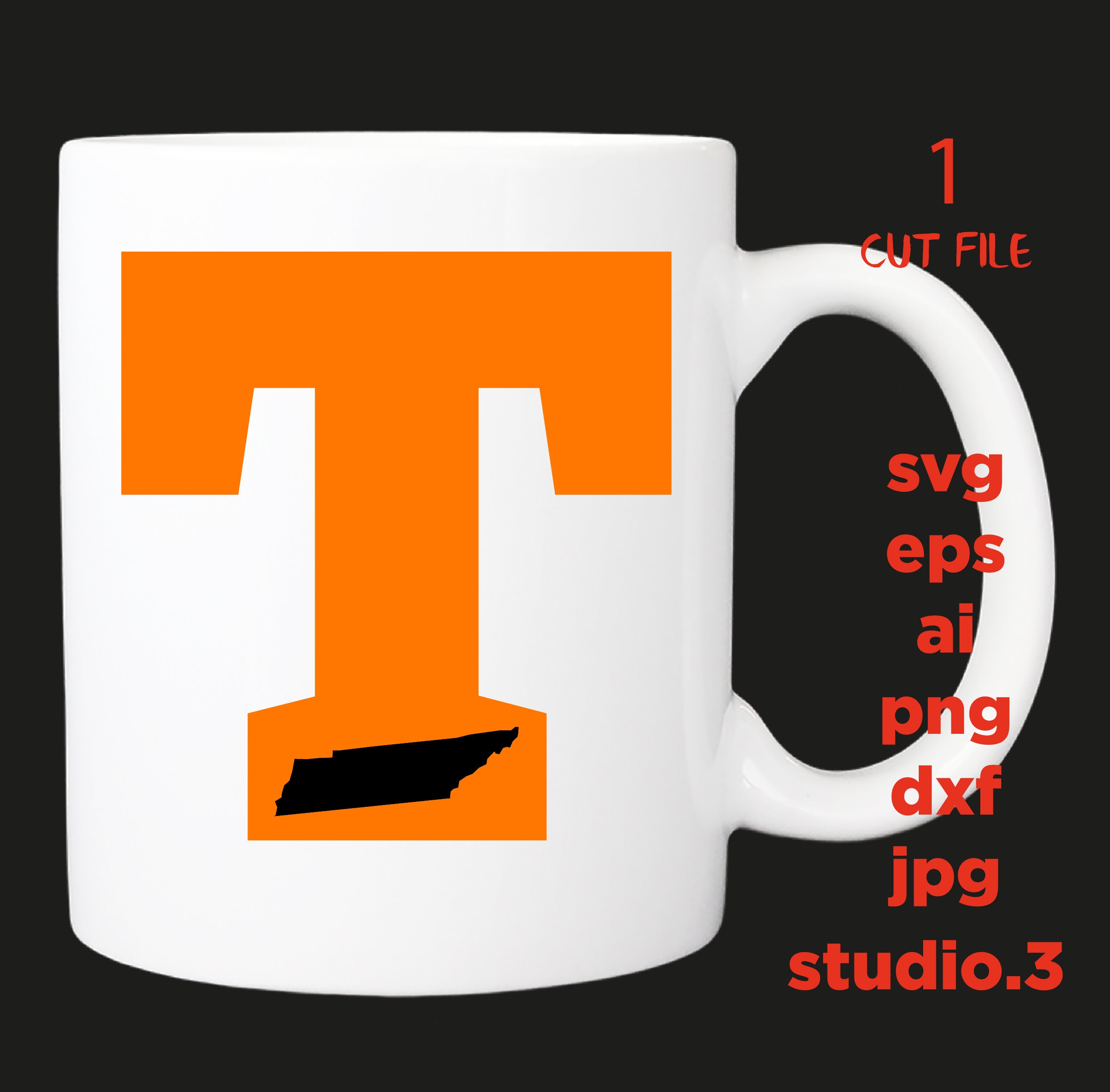 Big T Tennessee SVG, Cut File, DXF, Jpg, Png, Eps, Ai Instant Download ...
