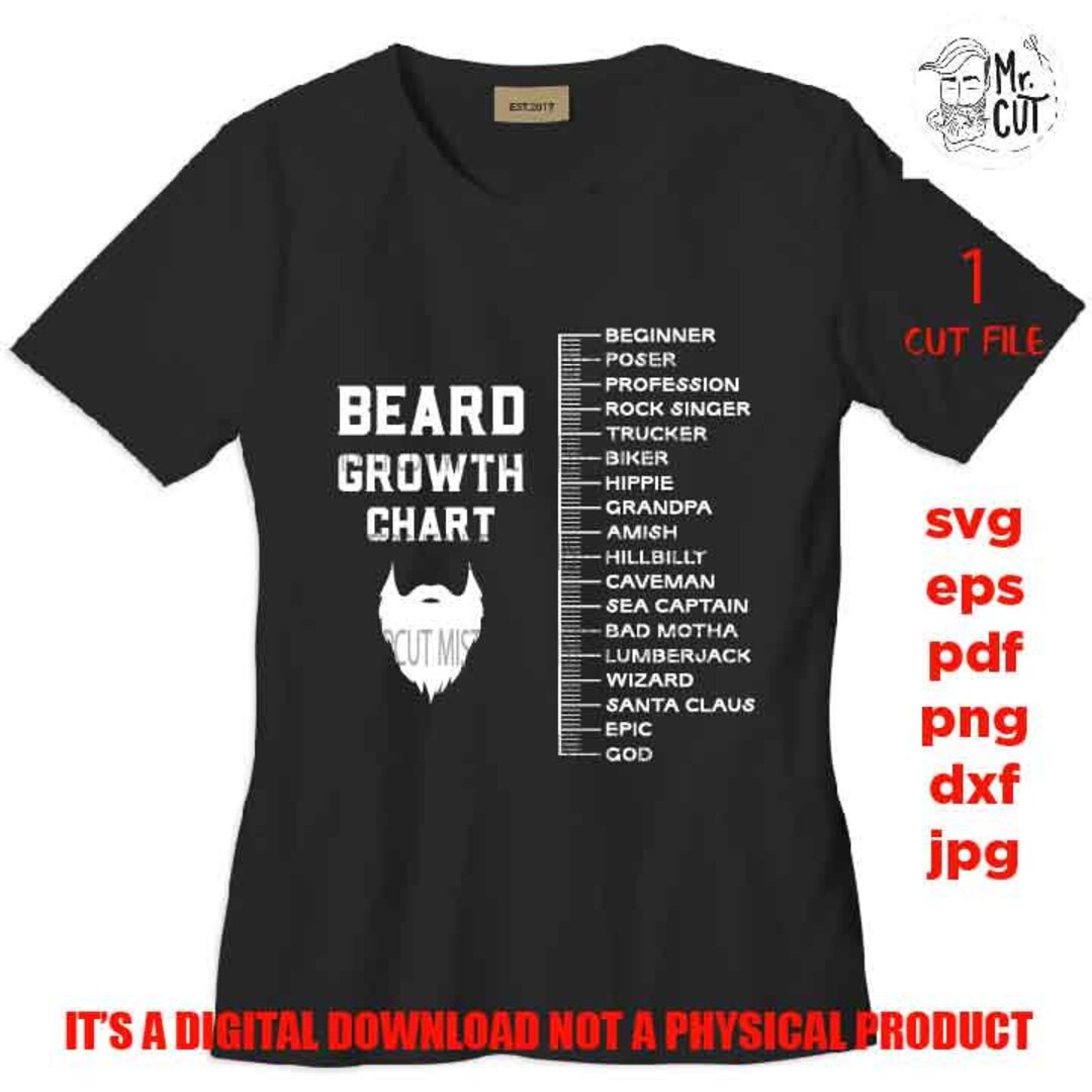 Beard Growth Chart Cut File, Ruler Beard, Funny Shirt Svg, Measuring ...