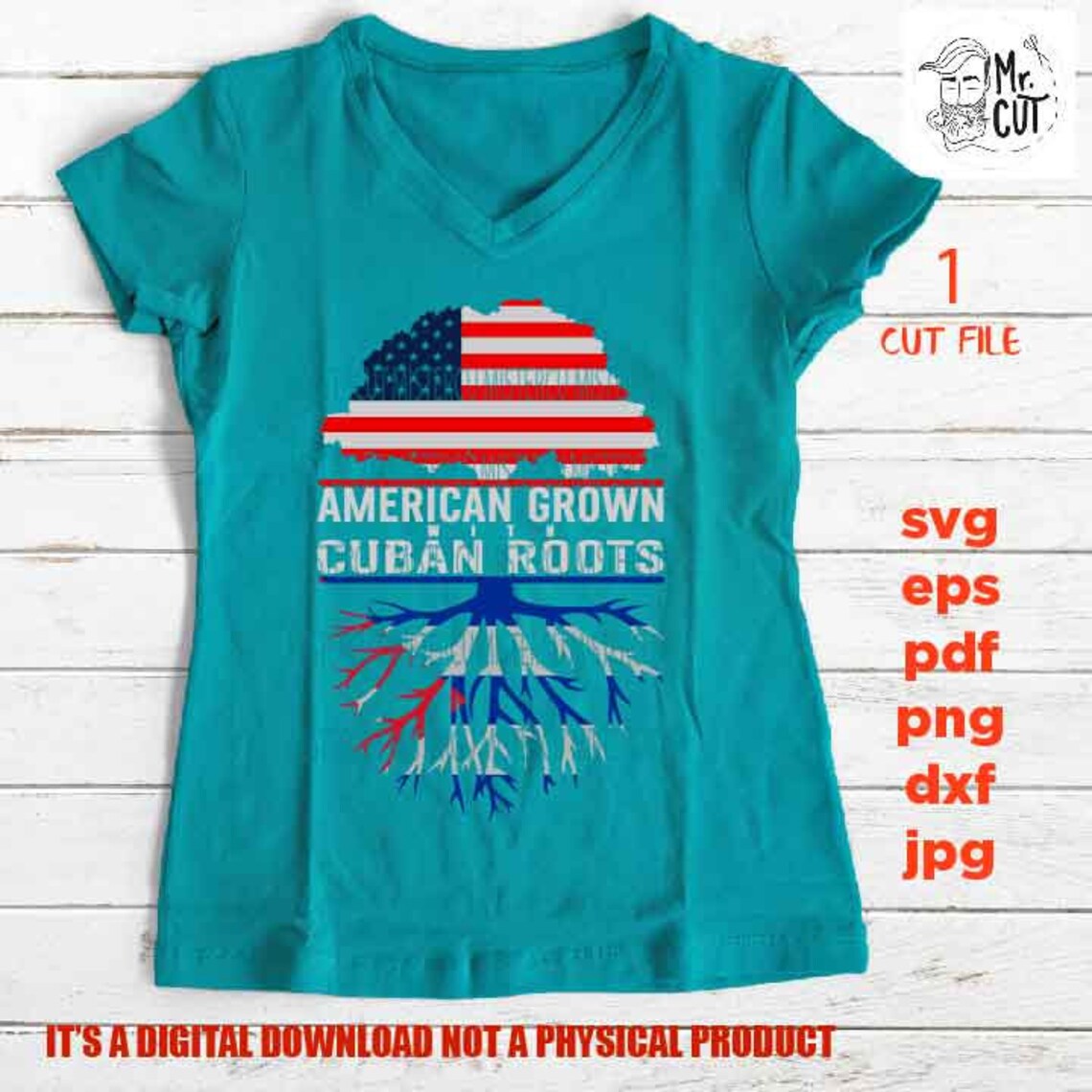 American Grown Cuban Roots SVG DXF America Flag Family - Etsy