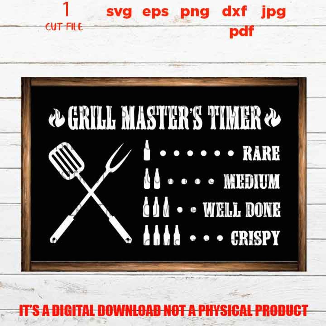 Grill Master Timer SVG Cut File Print Png 300 Dpi Fathers - Etsy