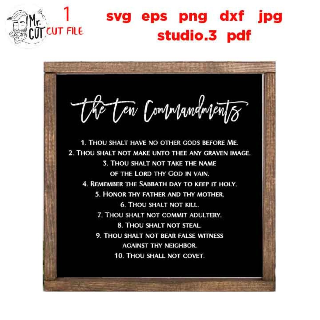 The Ten Commandments Cut File, Holy Bible Svg, Christian Svg, Dxf, Eps ...
