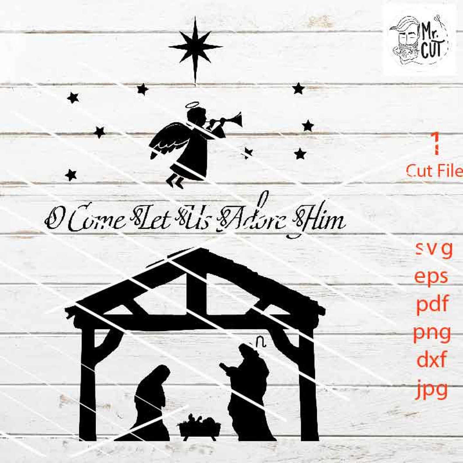 Nativity SVG O Come Let Us Adore Him SVG Dxf Eps Cut File - Etsy
