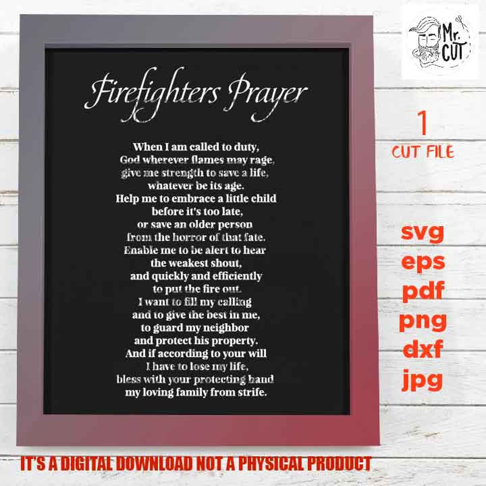 Firefighters Prayer SVG Firefighter Svg First Responder Dxf | Etsy