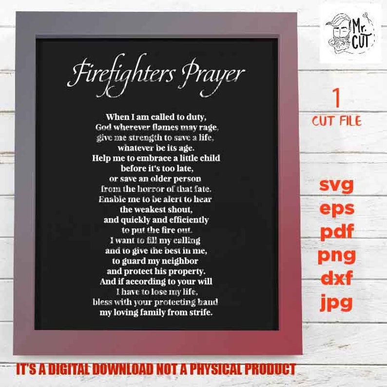 Firefighters Prayer SVG, Firefighter Svg, First Responder Dxf, Eps, Cut ...