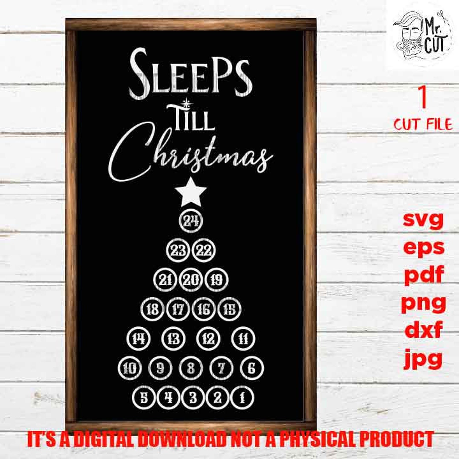 Sleeps Till Christmas Svg Christmas Svg Advent Calendar | Etsy