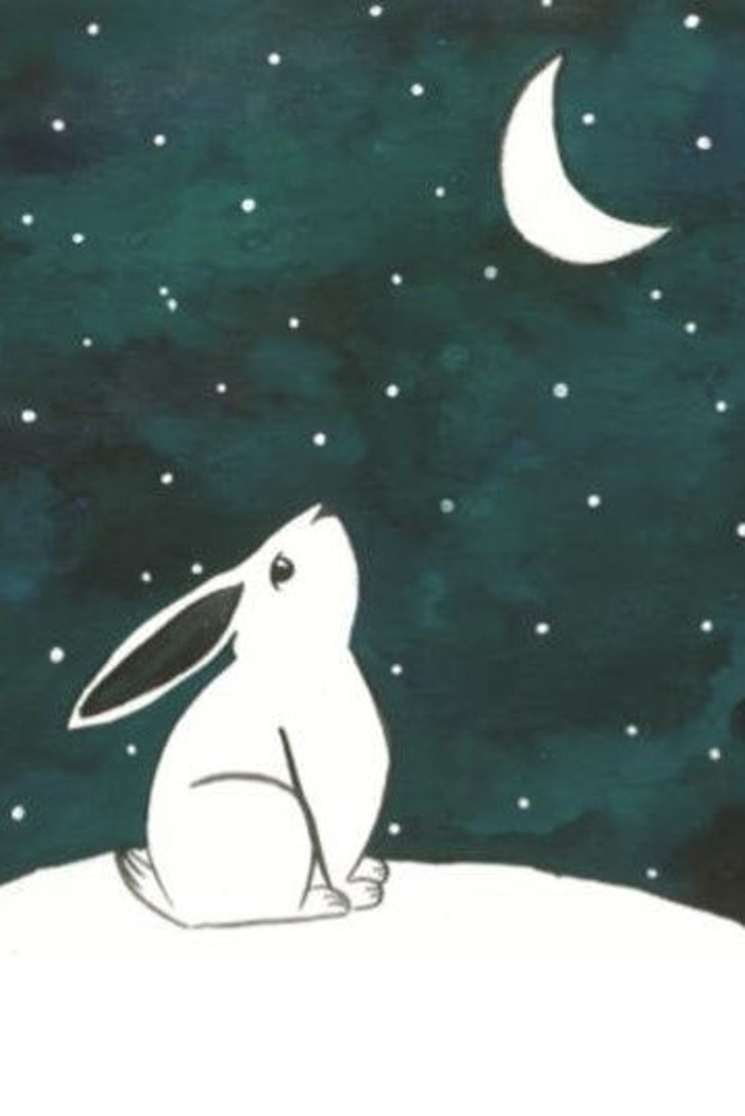 Stargazing Bunny, Lunar Rabbit, Night Sky Rabbit. A4 Print - Etsy