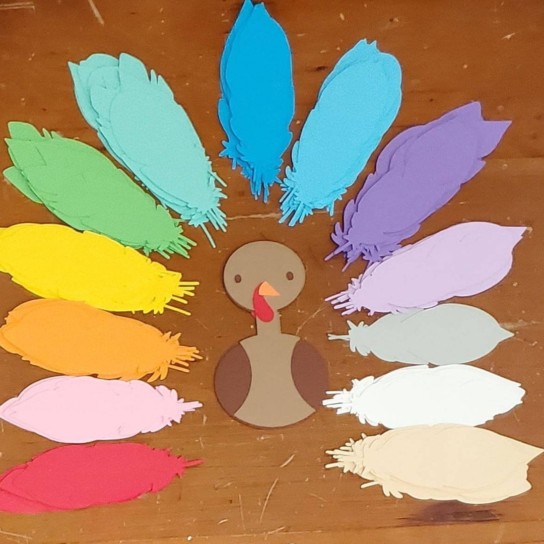 Thankful Turkey With 24 Feathers - Etsy