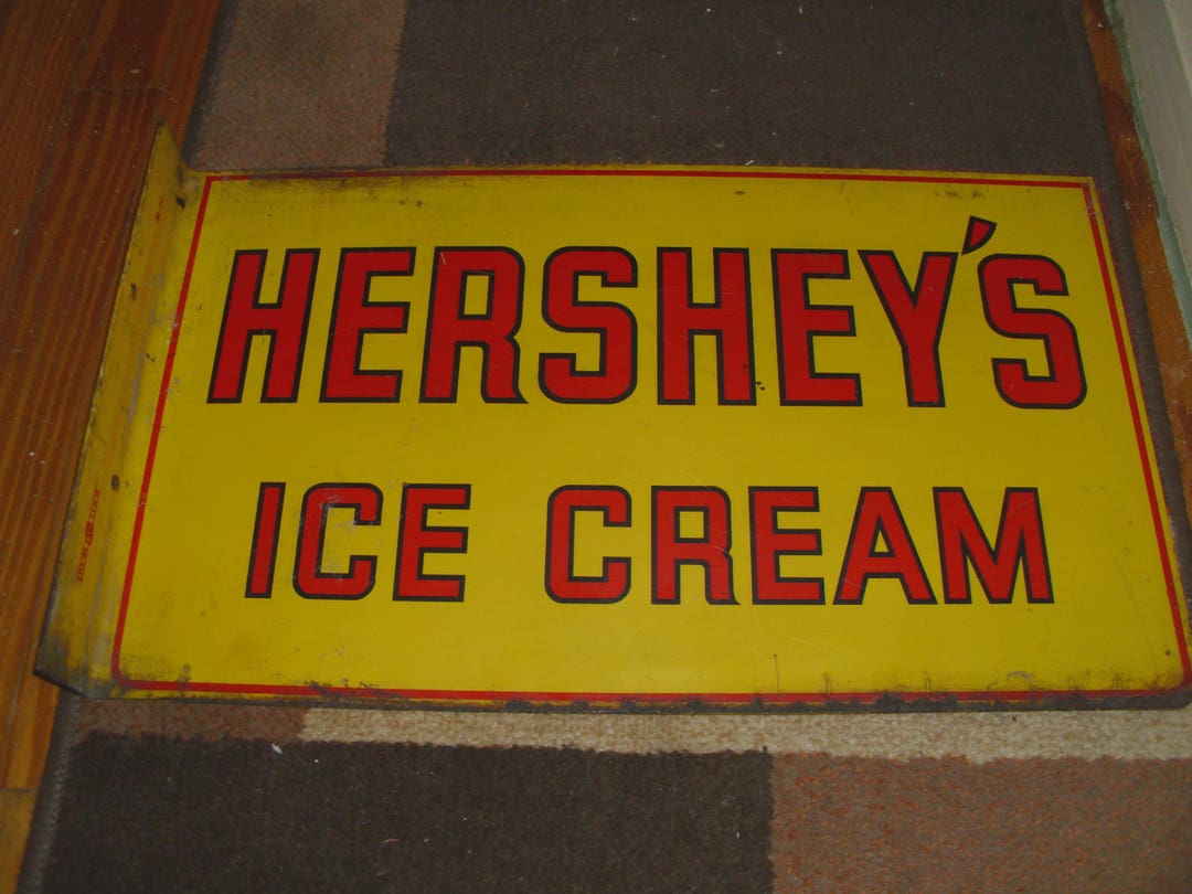 Vintage Original Hershey's Ice Cream Double-sided Metal Flange Sign ...
