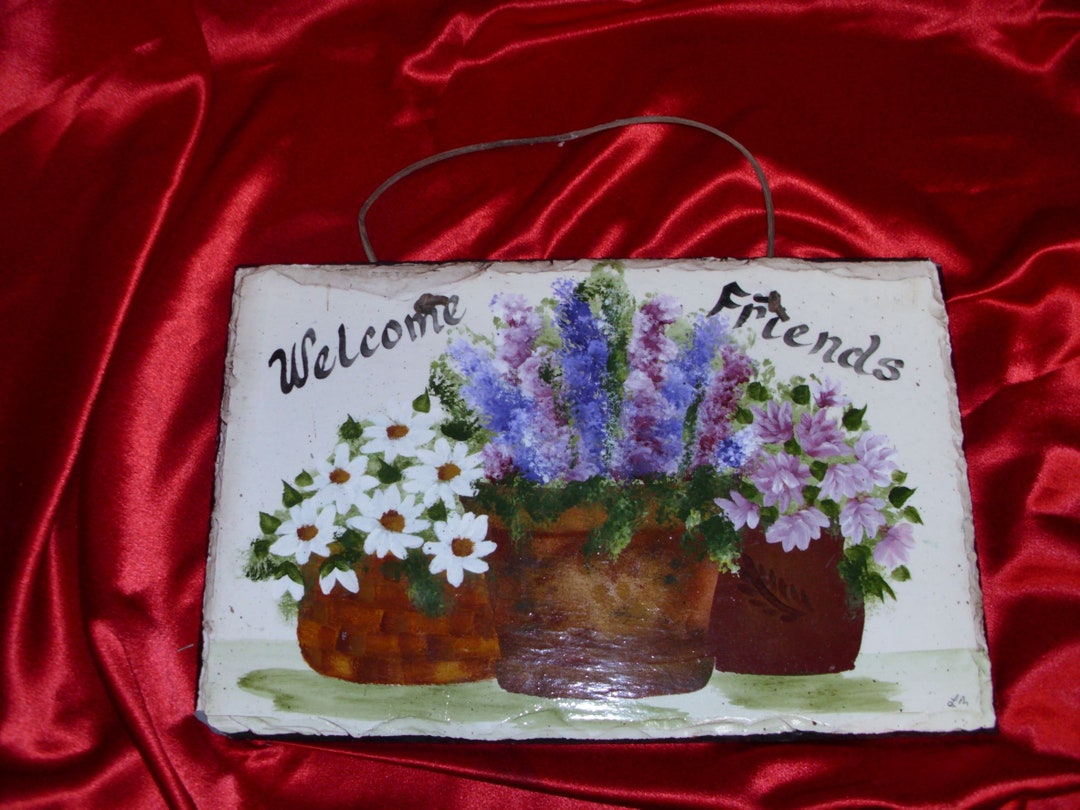 A Gorgeous Hand Painted by Artist Hanging Yard Sign Welcome - Etsy