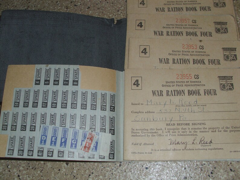 World War II Four War Ration Books With Ration Stamps 1943 - Etsy Ireland