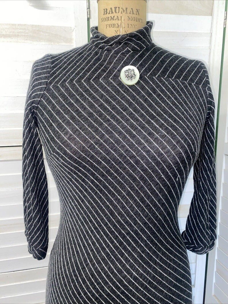 Vintage 60s 70s TONI TODD Sheath Pencil Diagonal Pinstripe Knit Dress & Belt Med - Etsy