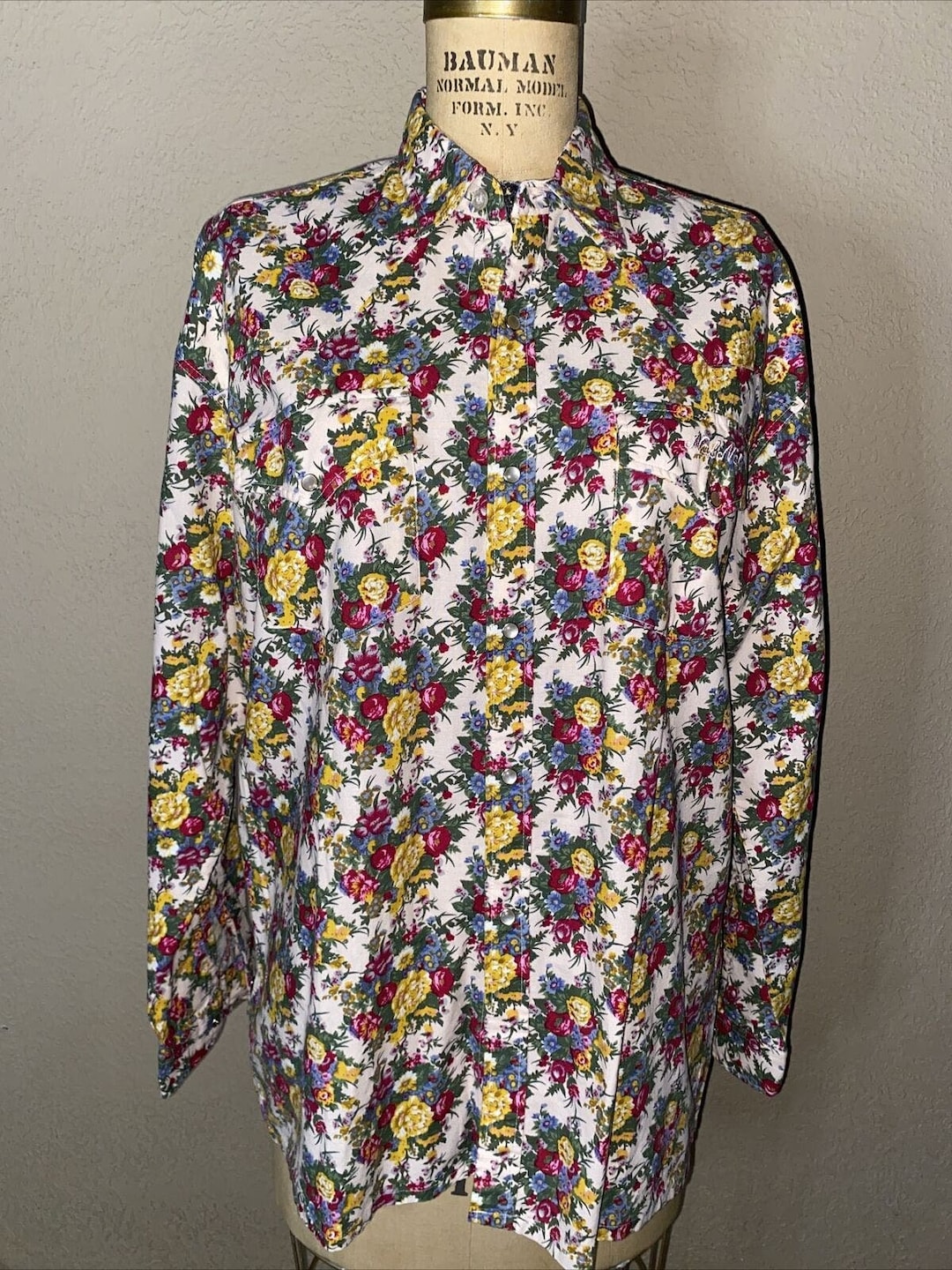 Mens 1970s Western Style NAF NAF Button up With Snaps Size Large Cotton ...