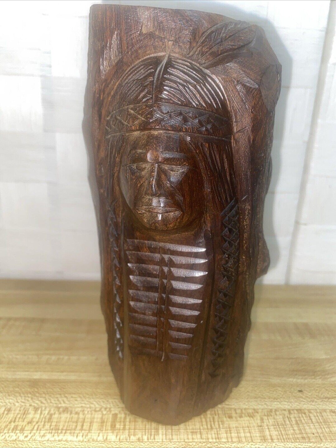 Vintage Native American Indian Wood Carved Sculpture 7” Tall Lauda ...