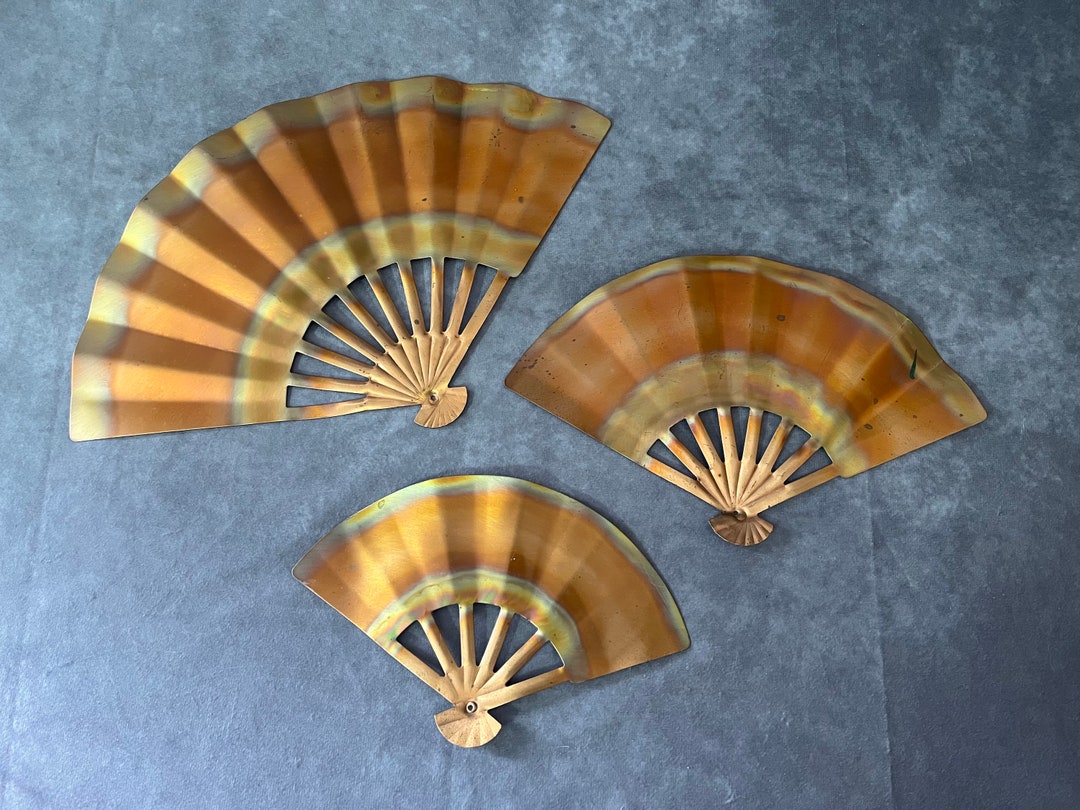 Vintage Copper Fan Wall Decor Set of 3 - Etsy