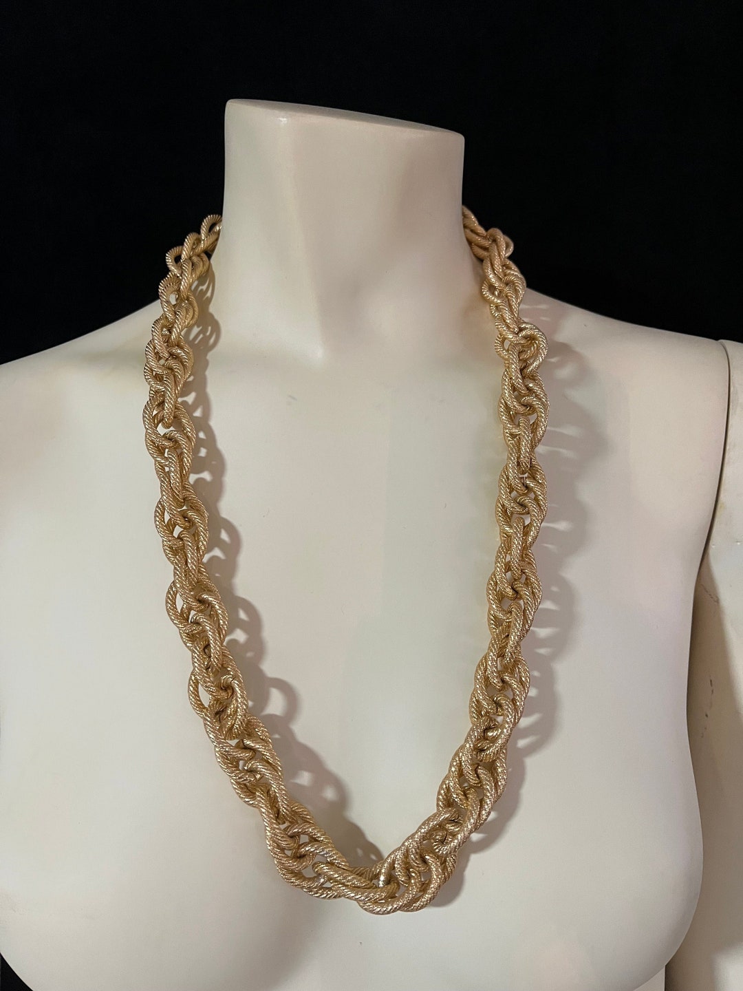 Vintage Costume Jewelry Gold Rope Chain Necklace - Etsy