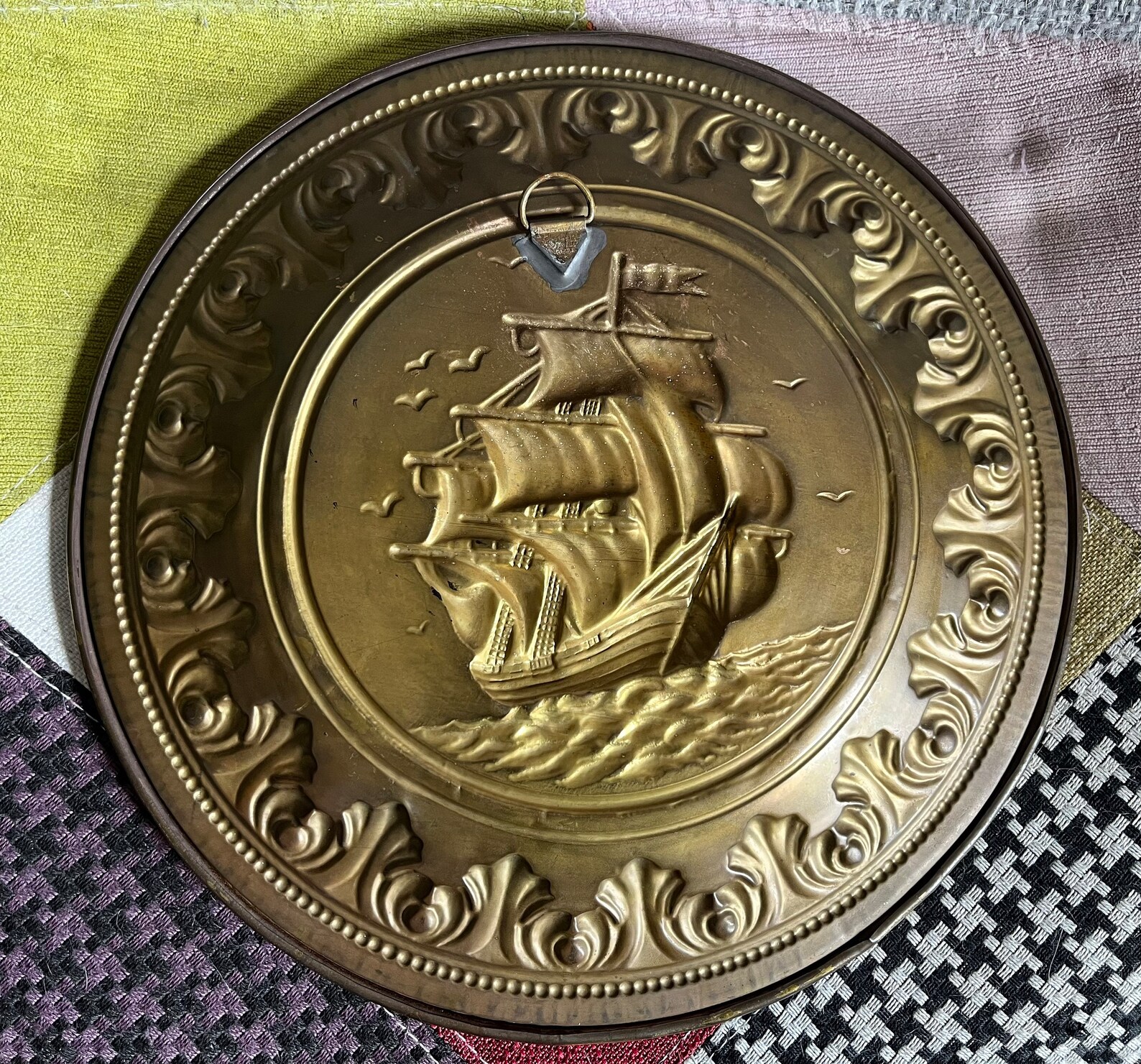 Vintage Nautical Ship Embossed Brass Plate Wall Decor Set of 2 - Etsy