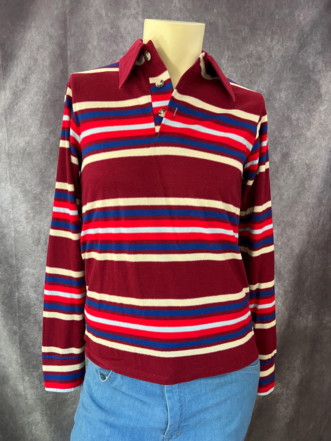 Vintage 70s Long Sleeved Polo Shirt Size Small - Etsy