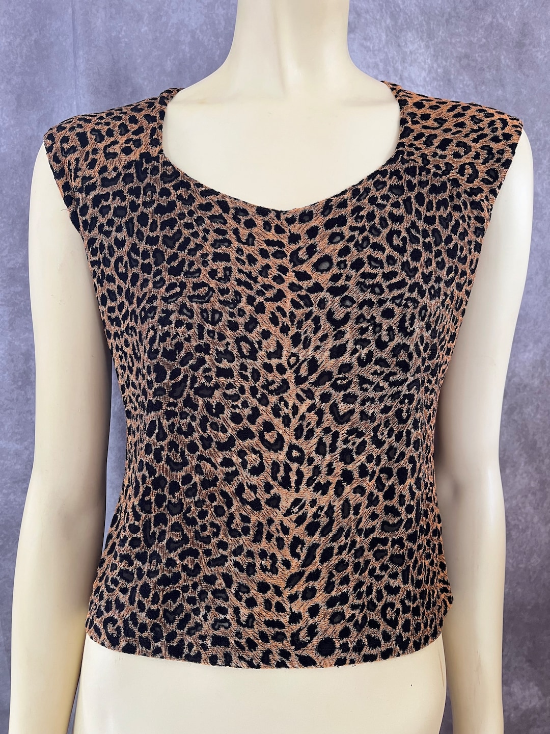 90s Leopard Print Burnout Top Size Medium - Etsy