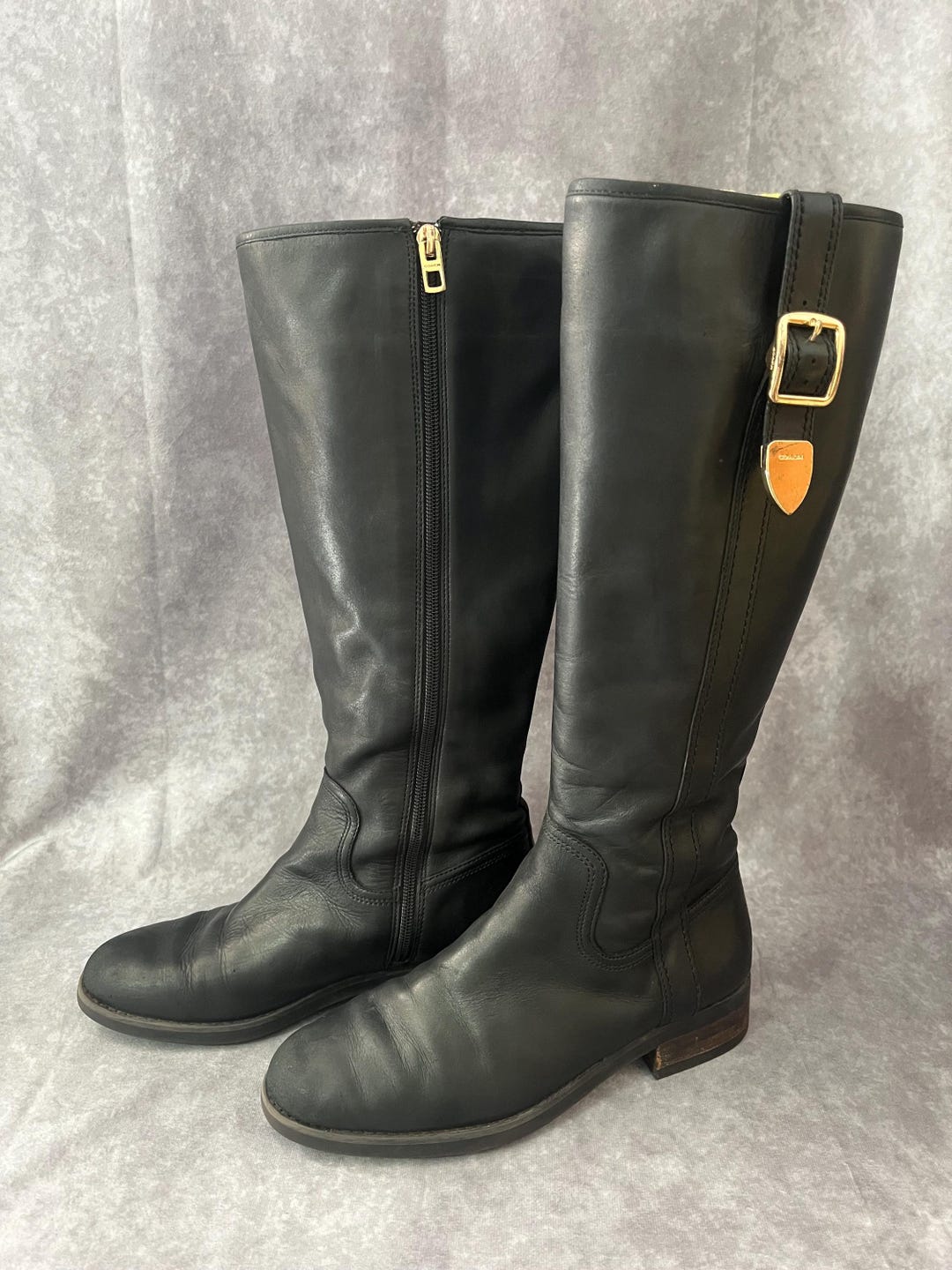 Women's Black Leather Coach Easton Riding Boots Size 7 - Etsy