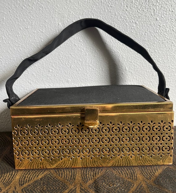 Vintage 1940s / 50s Brass Filigree Purse With Mirror - Etsy