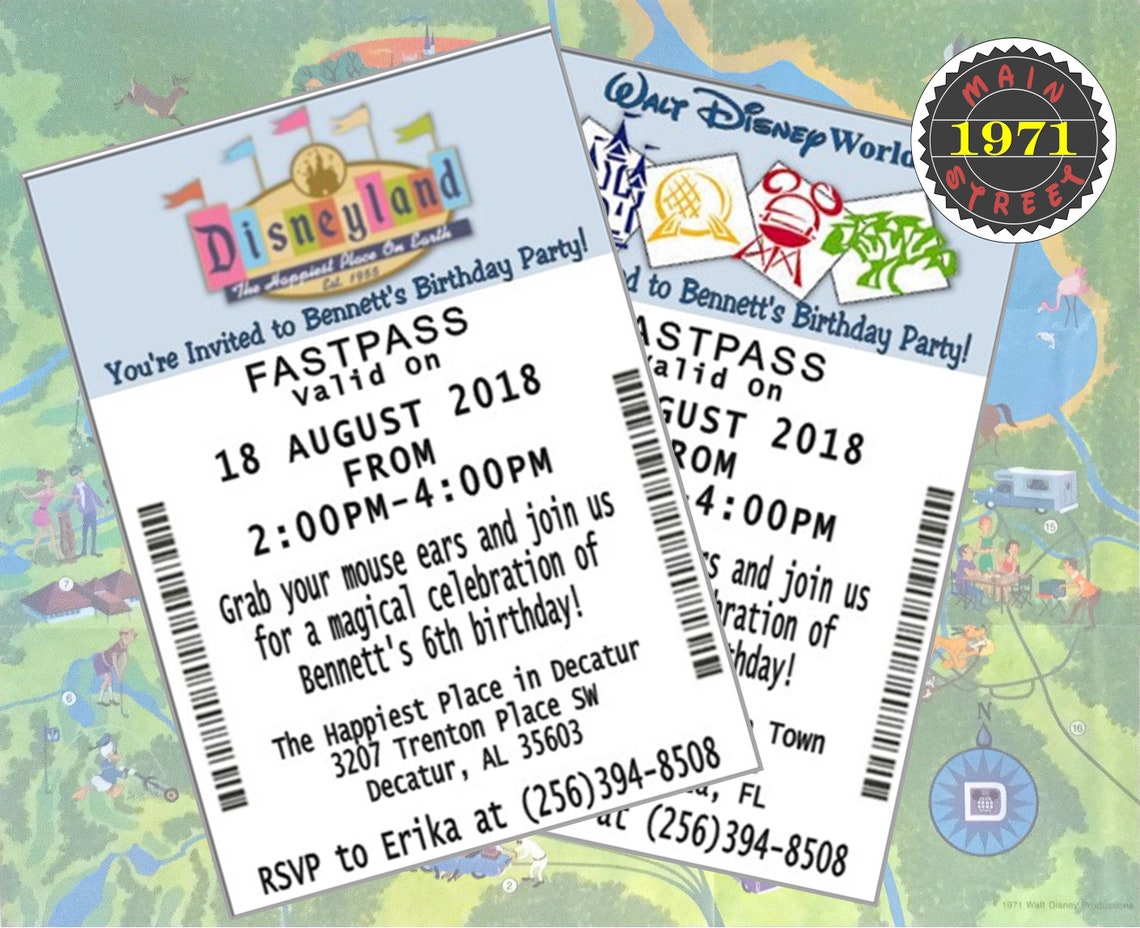 Disneyland Disney World Fastpass Custom PERSONALIZED | Etsy