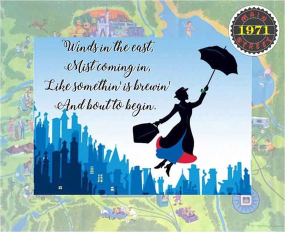 Mary Poppins Quote Custom Art winds in the East Mist | Etsy