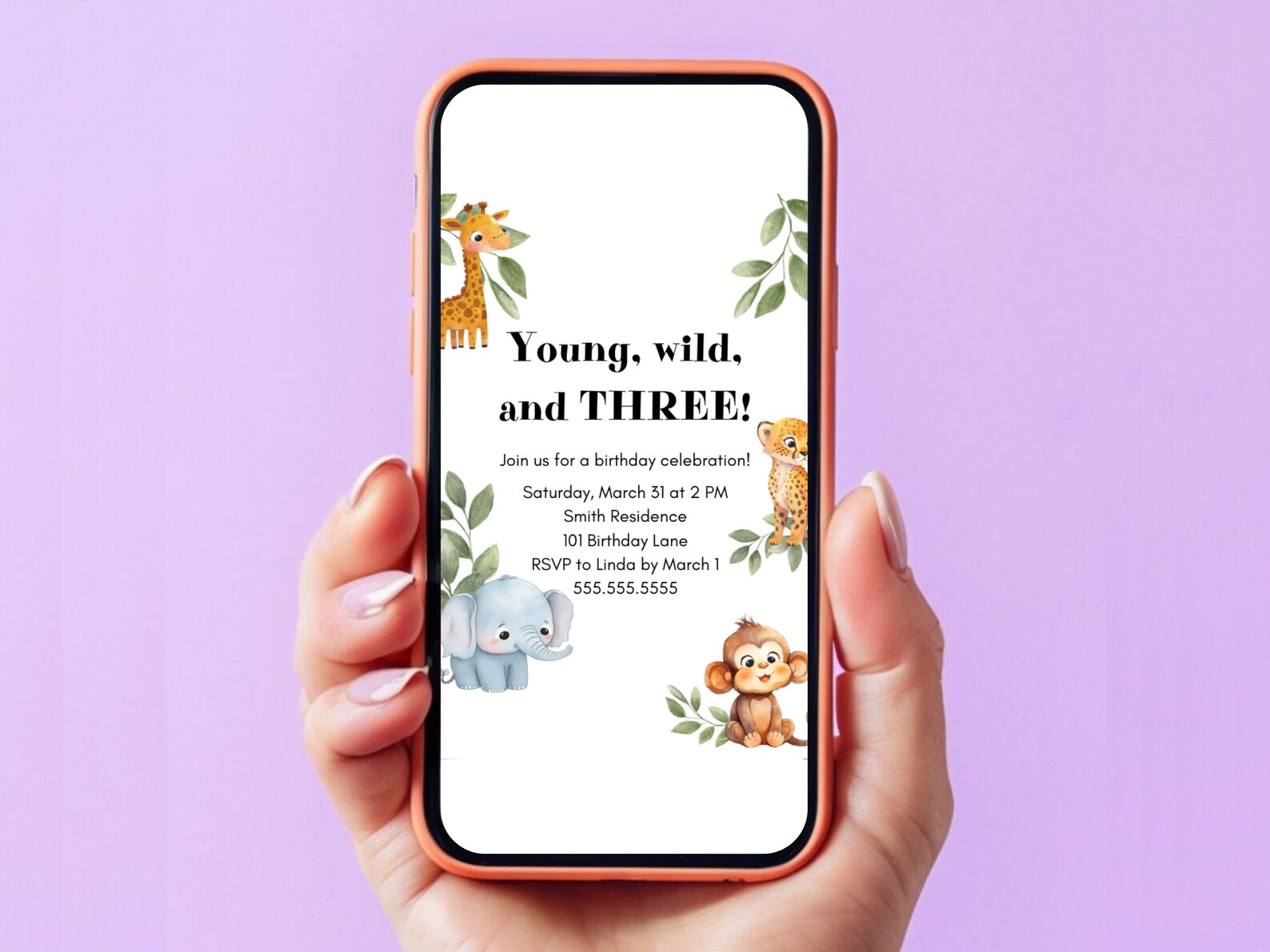 Custom Personalized Safari Birthday Invite | Young, Wild, and Three ...
