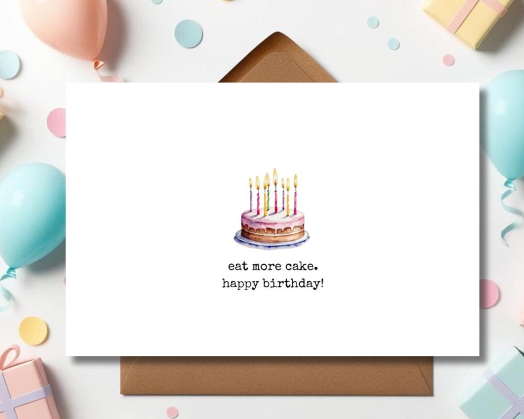 Happy Birthday Card - Cake With Candles Greeting Card - 4x6 Inch With ...