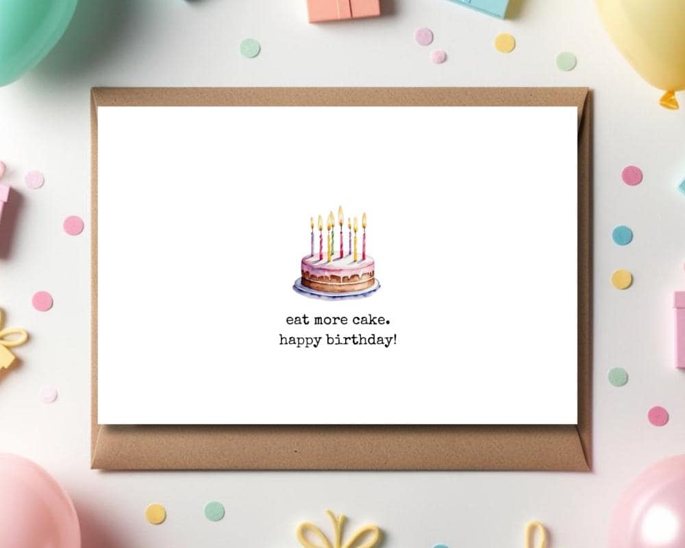 Happy Birthday Card - Cake With Candles Greeting Card - 4x6 Inch With ...