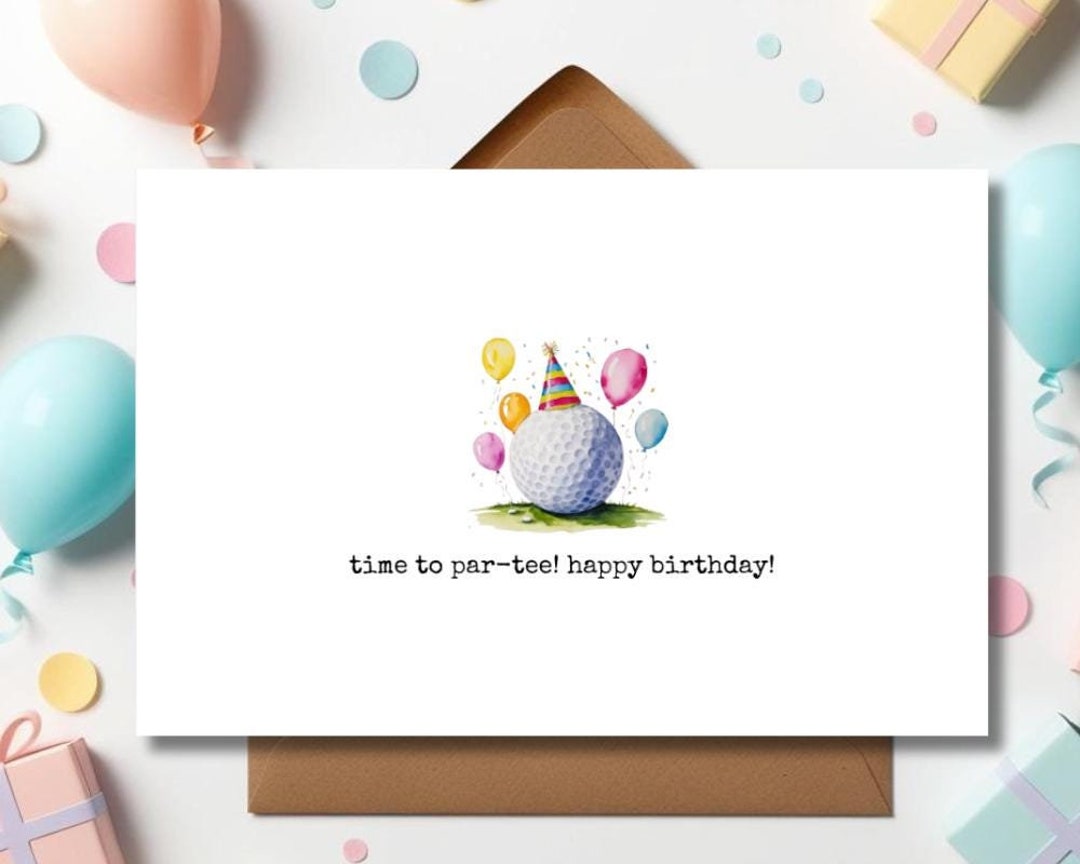 Happy Birthday Card - Golf Ball Greeting Card - 4x6 Inch With Envelope ...
