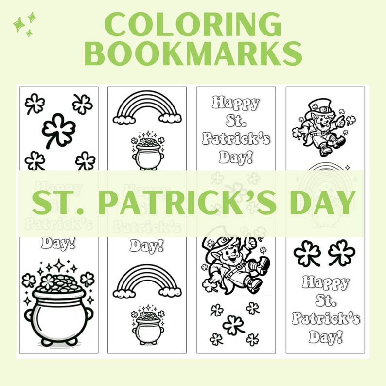 St. Patrick's Day Coloring Bookmarks Set - Printable PDF for Kids Fun ...