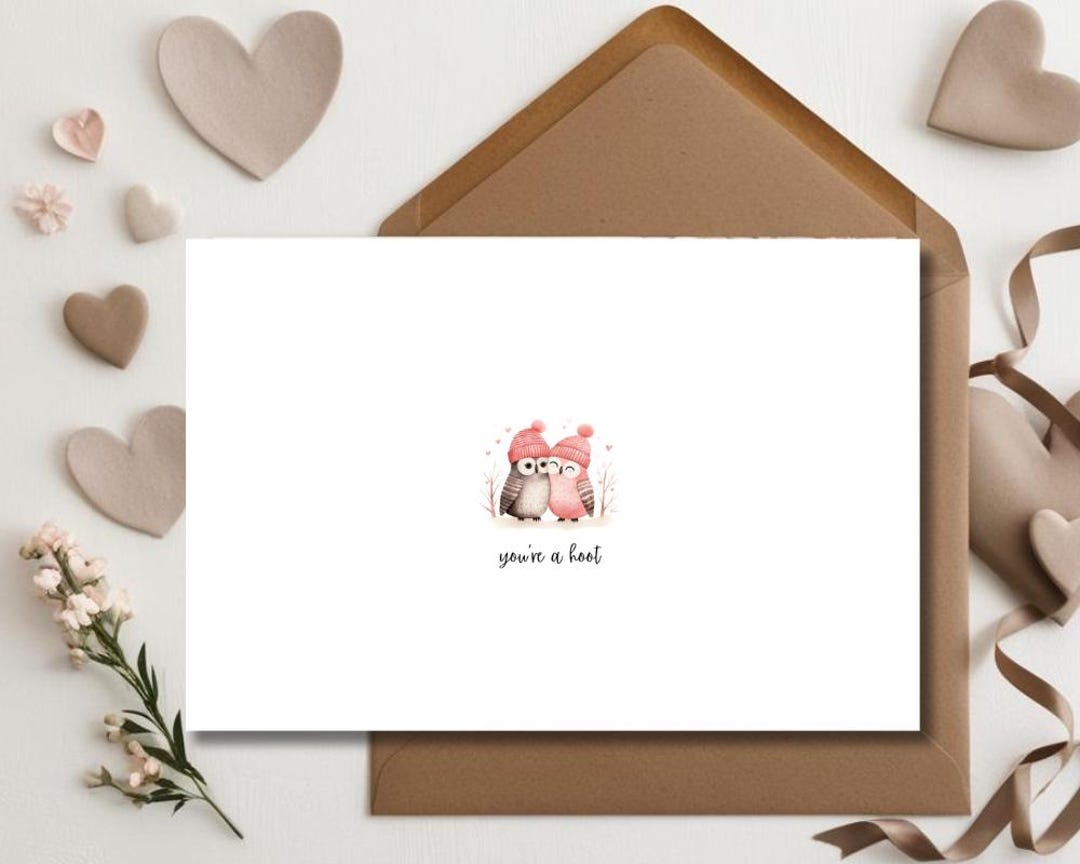 You're a Hoot Valentine's Day Card - Cute Owl Greeting Card - 4x6 Inch ...