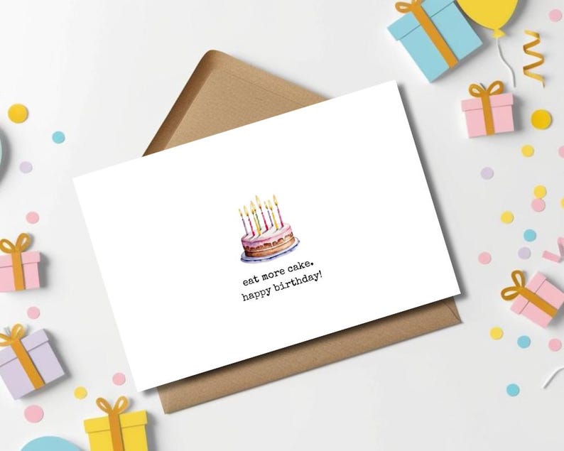 Happy Birthday Card - Cake With Candles Greeting Card - 4x6 Inch With ...