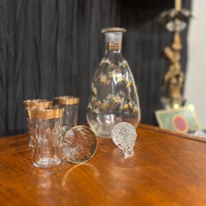 MCM Gold Feather and Flower Decanter With Glasses - Etsy